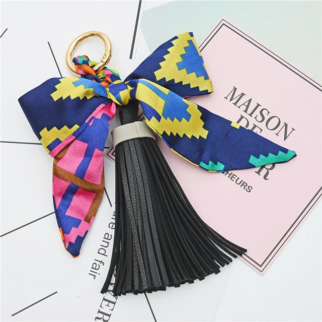 Mini Scarf Bow Leather Keychain | MinxxShop