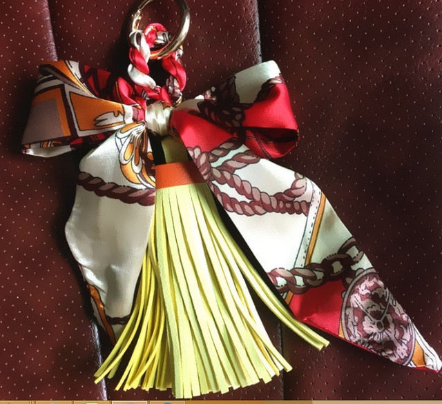 Mini Scarf Bow Leather Keychain | MinxxShop