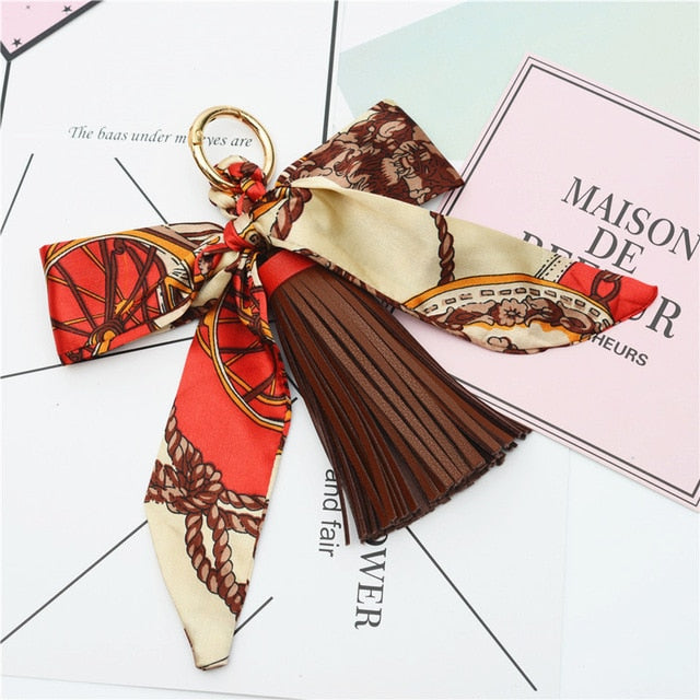 Mini Scarf Bow Leather Keychain | MinxxShop