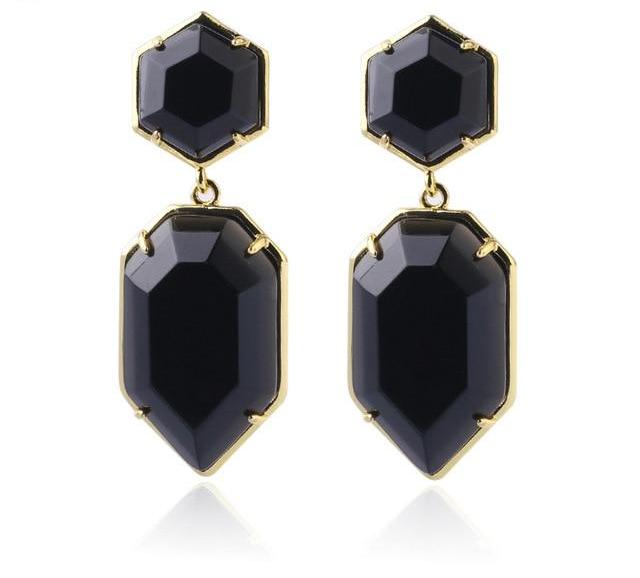 Polygons Crystal Stud Earrings - Amethyst, Agate, Quartz & Onyx | MinxxShop