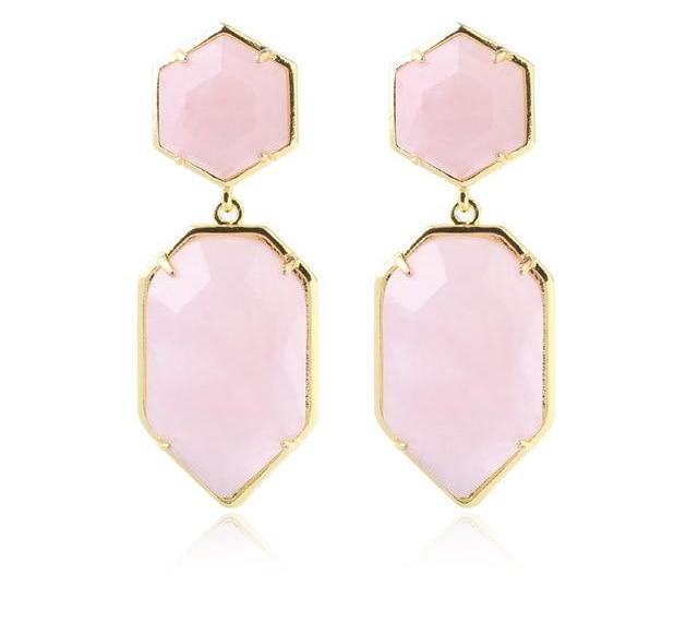 Polygons Crystal Stud Earrings - Amethyst, Agate, Quartz & Onyx | MinxxShop